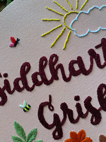 Spring Embroidered Name Plate - Circular – The Summer Stitch