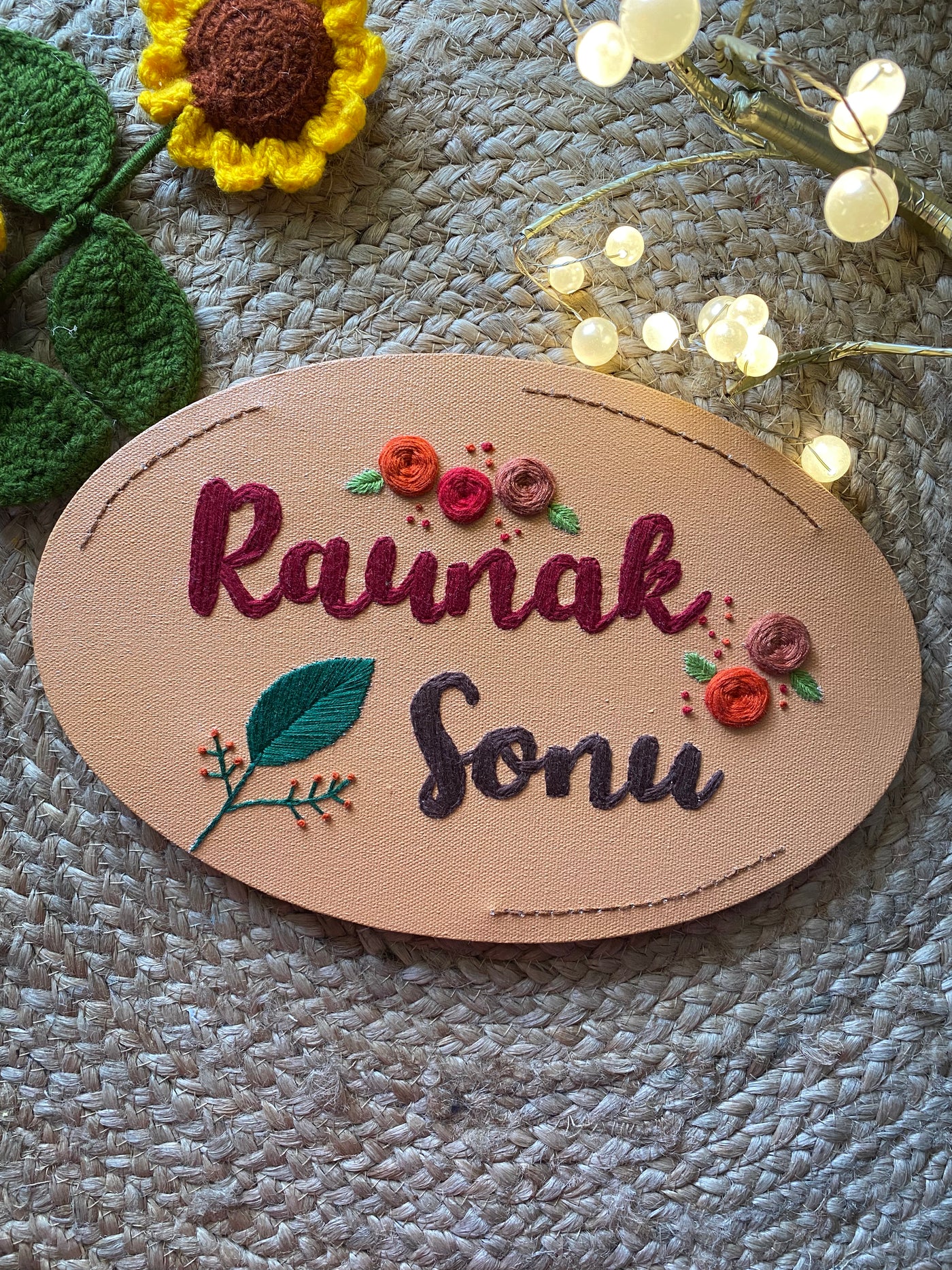 Oval Floral Name Plate – The Summer Stitch